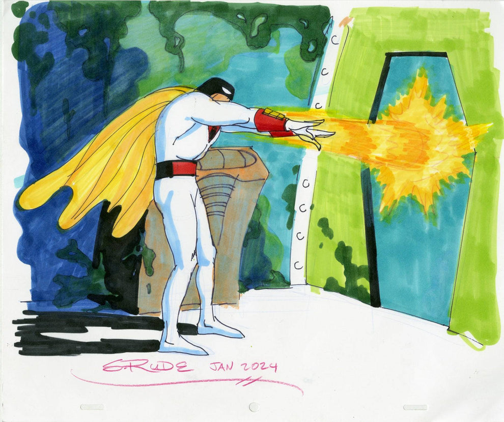 Space Ghost Blasting a Door original art on Animation Paper – Steve ...