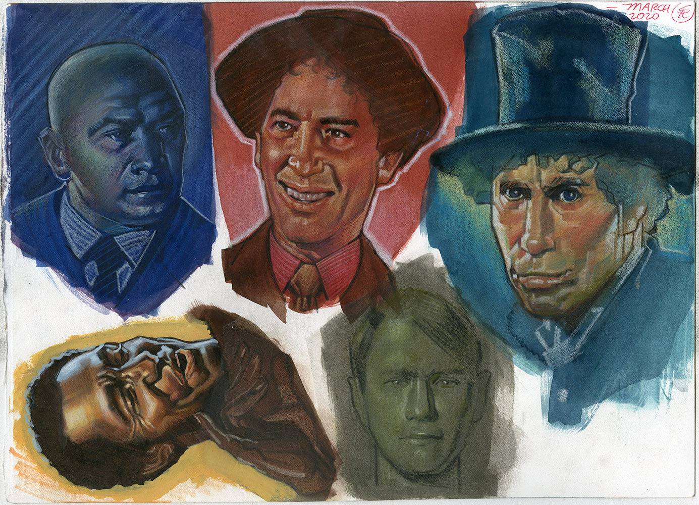 Five Male Movie Characters Study – Steve Rude Art